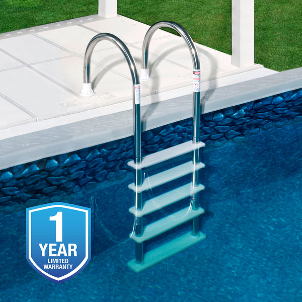 Standard Stainless Steel In-Pool Ladder for Above Ground Pools – Blue ...