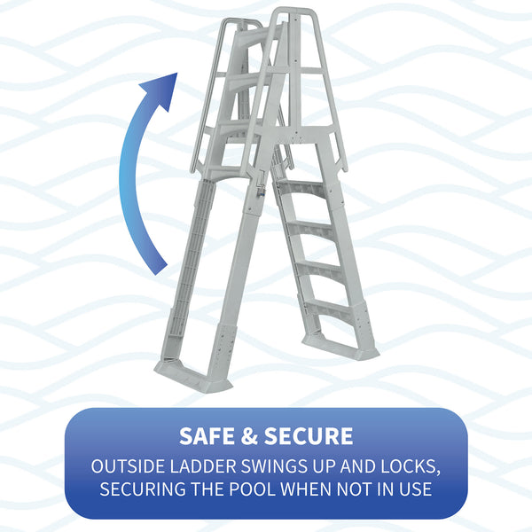 Premium A-Frame Above Ground Pool Ladder - Gray – Blue Wave Products