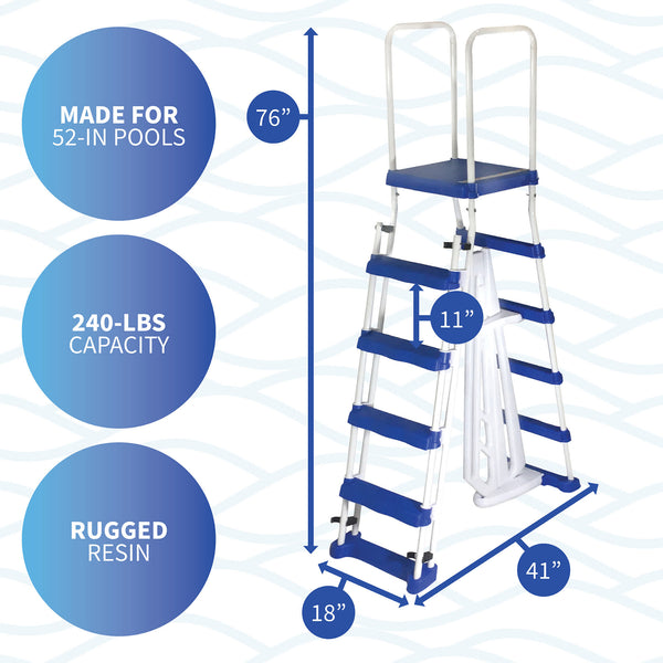 52-in A-Frame Ladder w/ Safety Barrier and Removable Steps for Above G ...