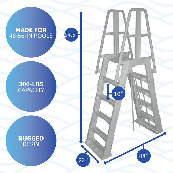 Premium A-Frame Above Ground Pool Ladder - Gray – Blue Wave Products