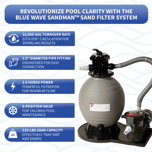 Sandman® Sand Filter System for Above-Ground Pools – Blue Wave Products