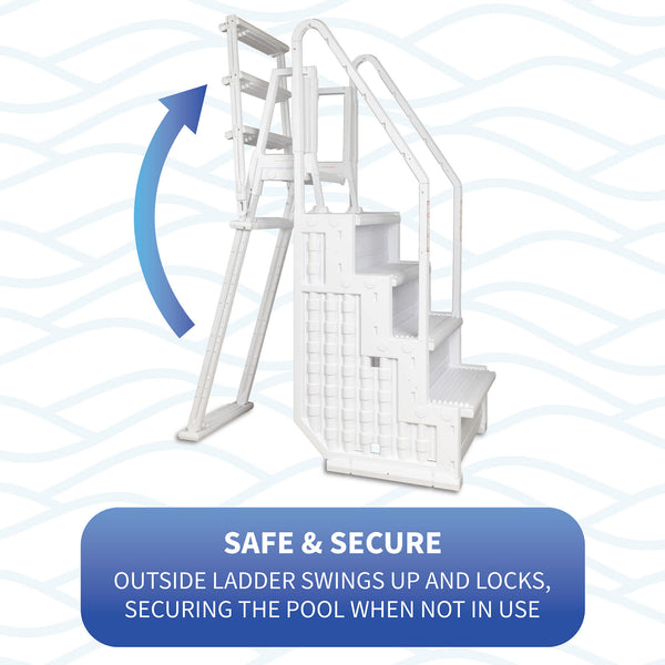 Easy Pool Step With Outside Ladder for Above Ground Pools – Blue Wave ...